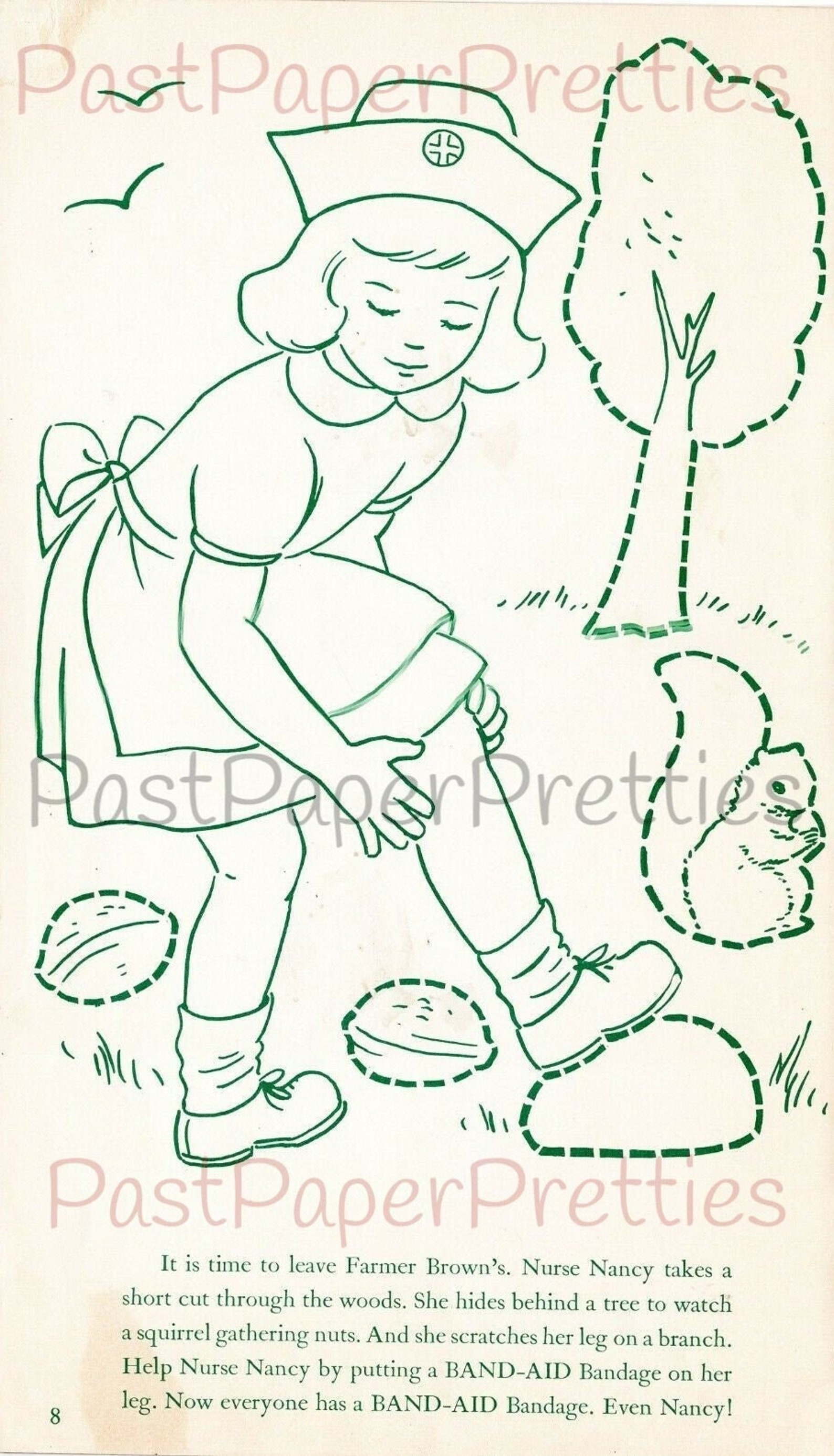 Vintage Printable Nurse Nancy Sticker Coloring Activity Story Book C ...