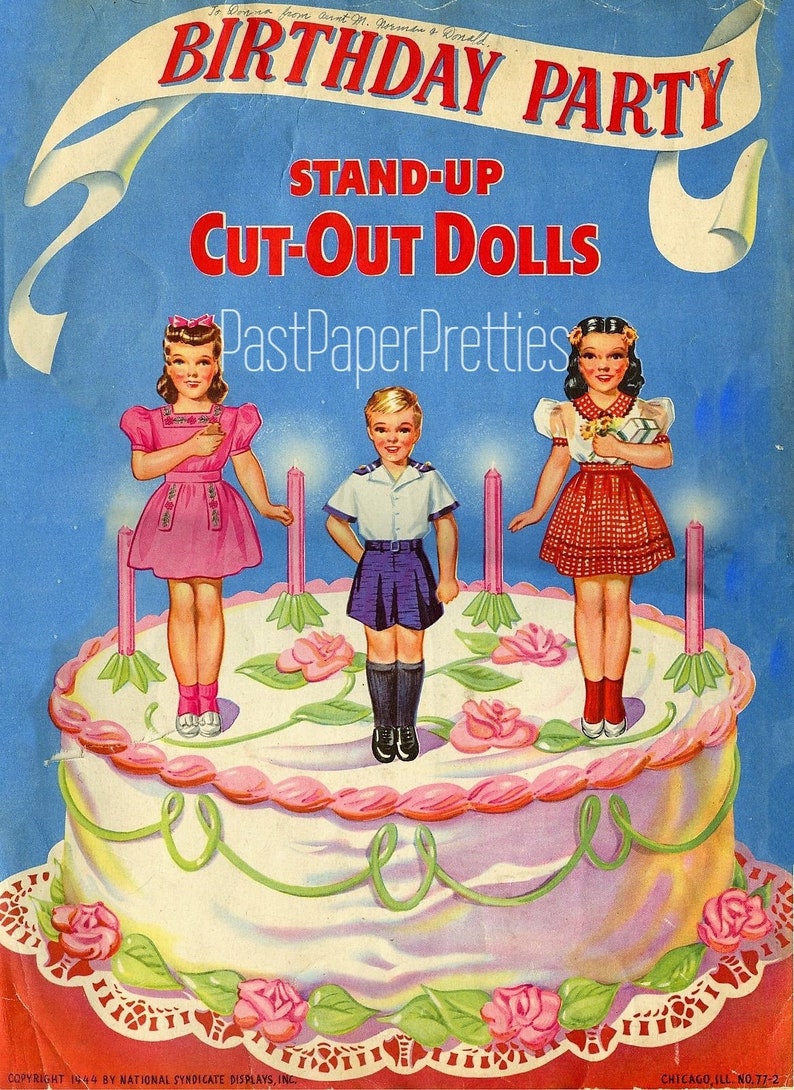 Vintage Paper Dolls Birthday Party Stand-up Cut-out Dolls C. - Etsy