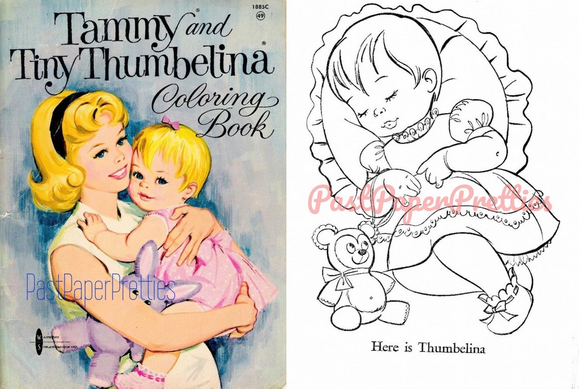 Vintage Printable Coloring Book Pages Tammy and Tiny - Etsy