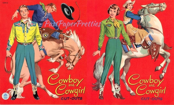 Vintage Paper Dolls Cowboy and Cowgirl C. 1955 Printable PDF - Etsy