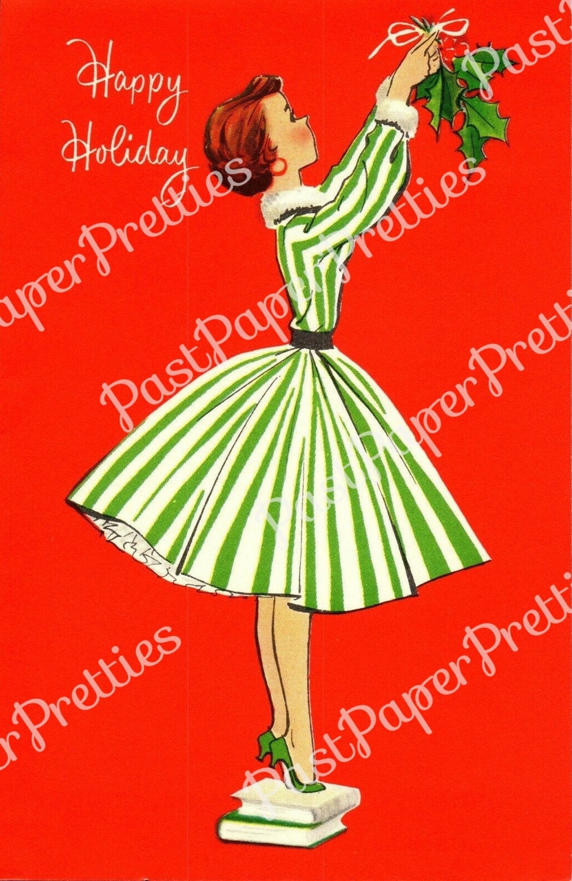 Vintage Printable Pretty Miss Peppermint Ladies Christmas Card - Etsy UK