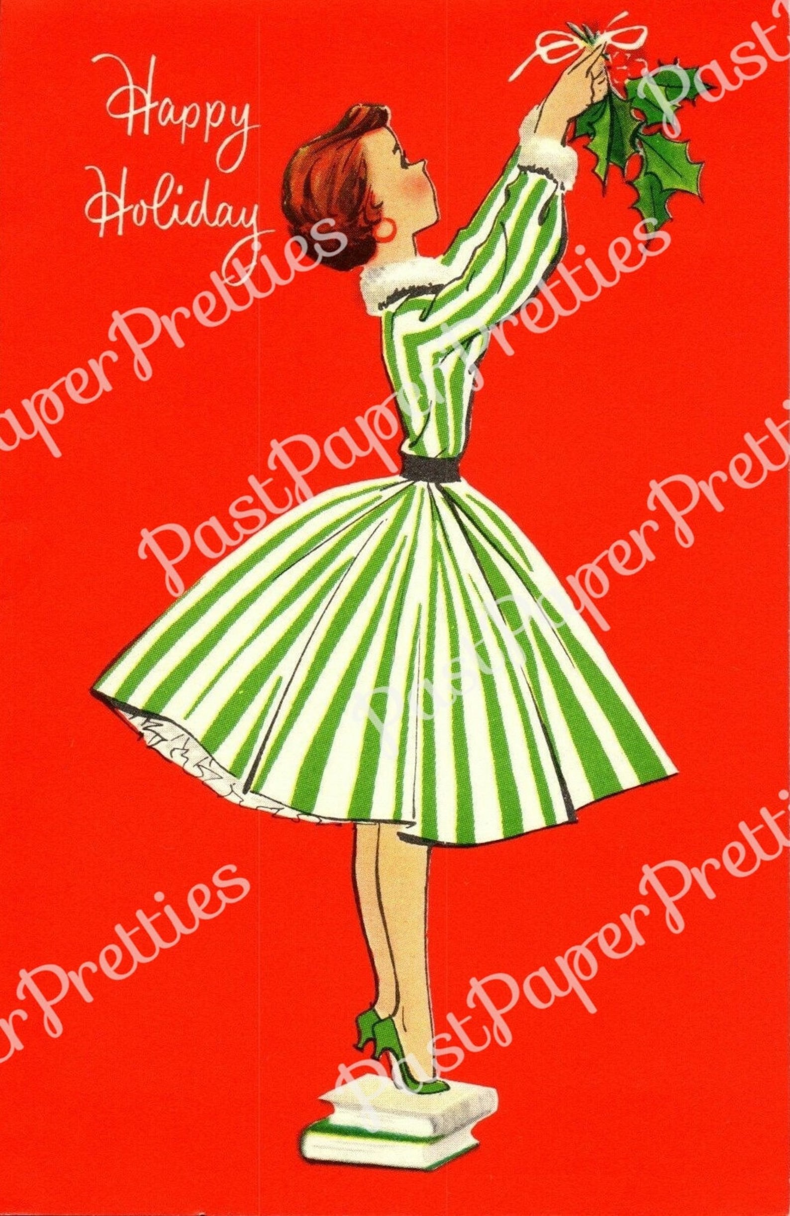 Vintage Printable Pretty Miss Peppermint Ladies Christmas Card - Etsy UK