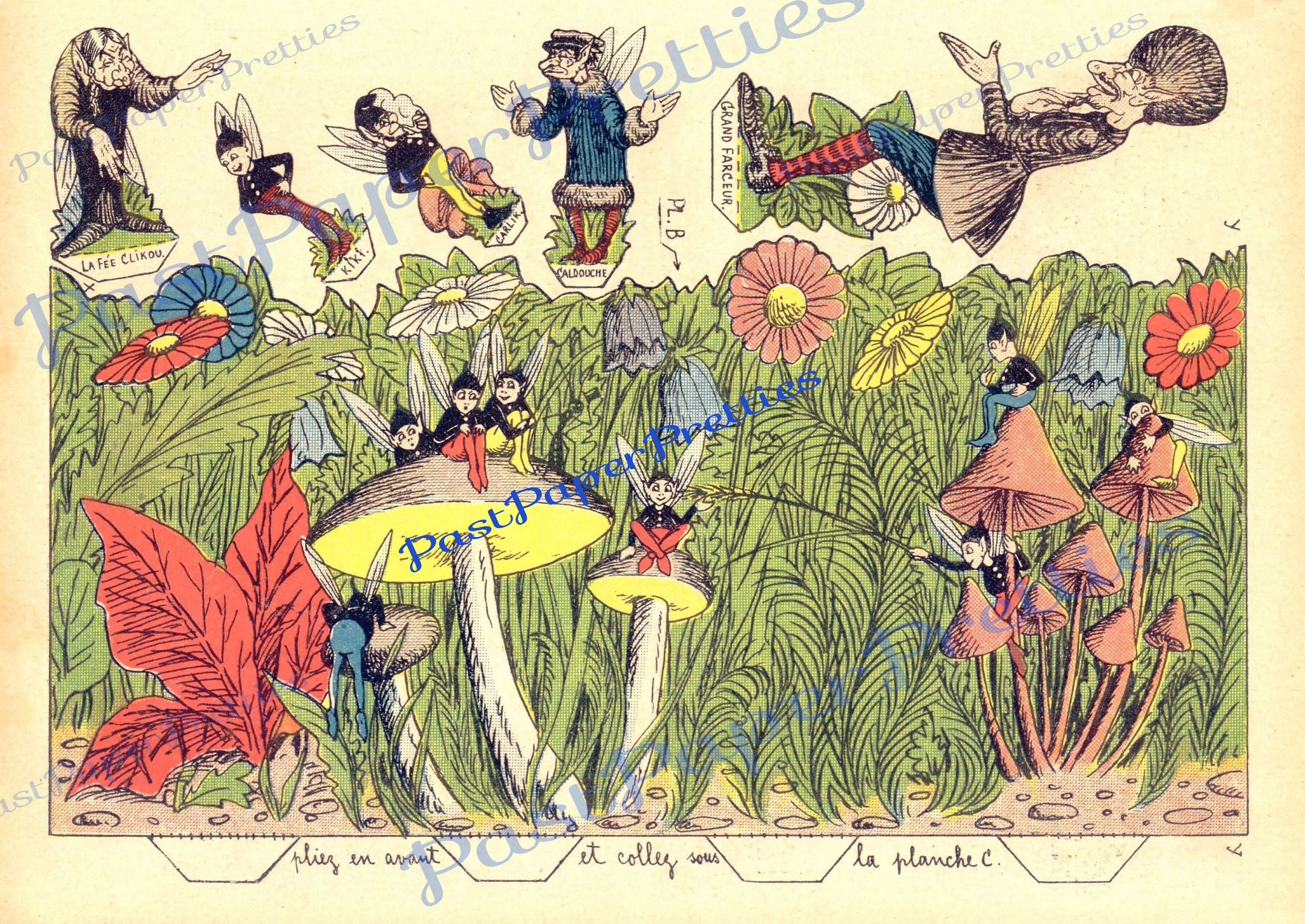 Vintage Elves Fairies Pixies Forest Scene Printable Paper - Etsy