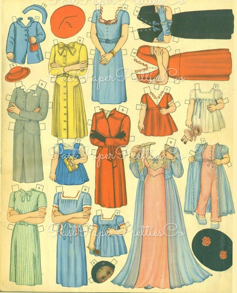 Vintage Paper Dolls All Size Dolls 1945 Printable PDF Instant Digital ...