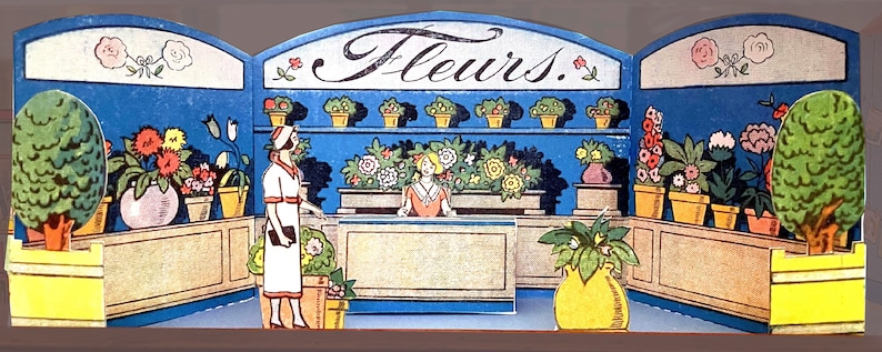 Vintage Flower Shop Scene Printable Paper Craft Cut Outs PDF Instant ...