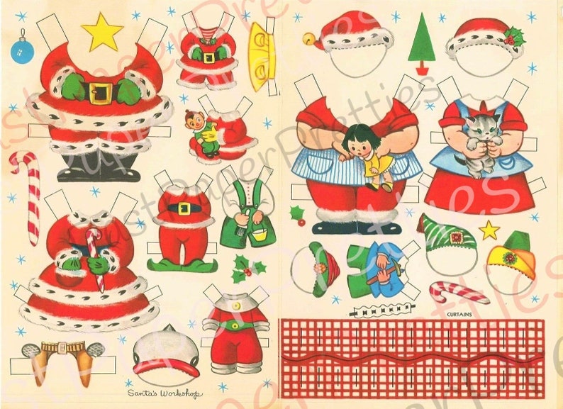 Vintage Printable Paper Dolls Santas Workshop Christmas Paper - Etsy