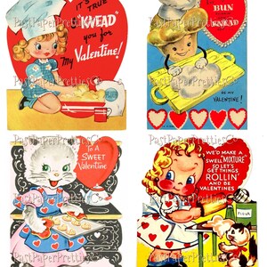 48 Vintage Cooking Valentines Day Cards Cute Chefs Bakers Baking ...