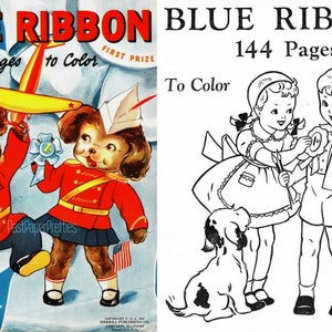 Vintage Printable Coloring Book Blue Ribbon 1941 PDF Instant Digital ...