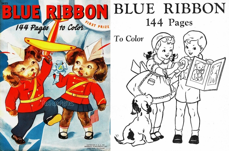 Vintage Printable Coloring Book Blue Ribbon 1941 PDF Instant - Etsy