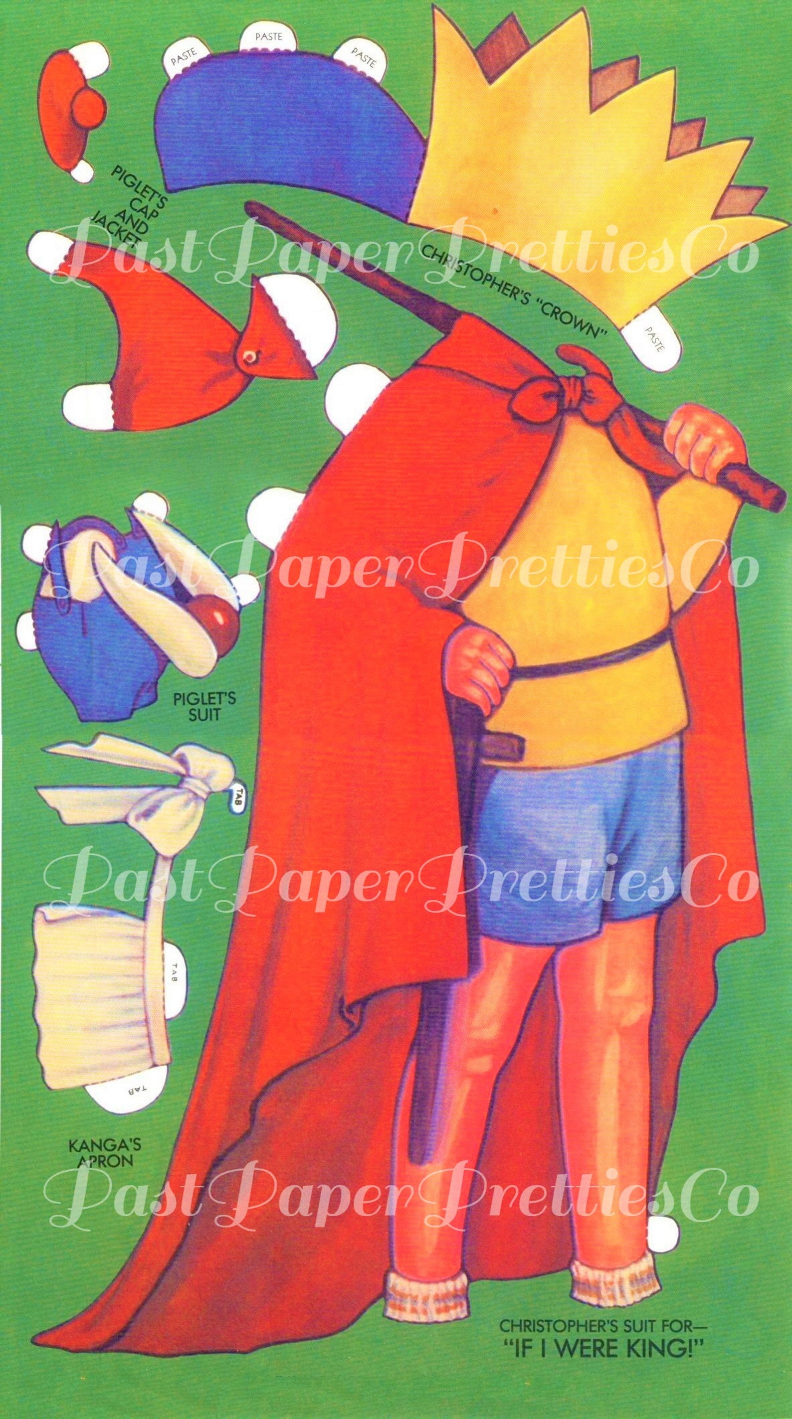 Vintage Paper Dolls Winnie the Pooh Christopher Robin Cut-out Dolls ...