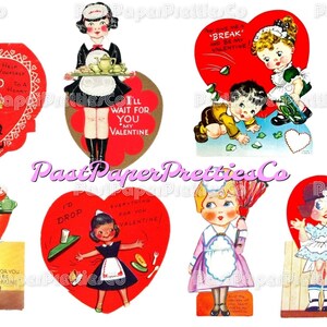 Vintage Printable Valentines Day Cards Cute Merry Maids Themed Collage ...