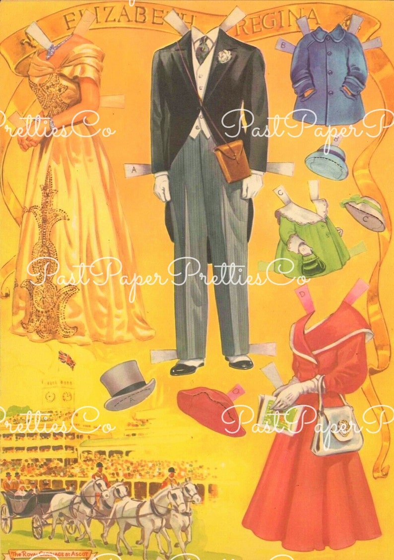 Vintage Paper Dolls Queen Elizabeth II Royal Family Coronation C. 1953 ...