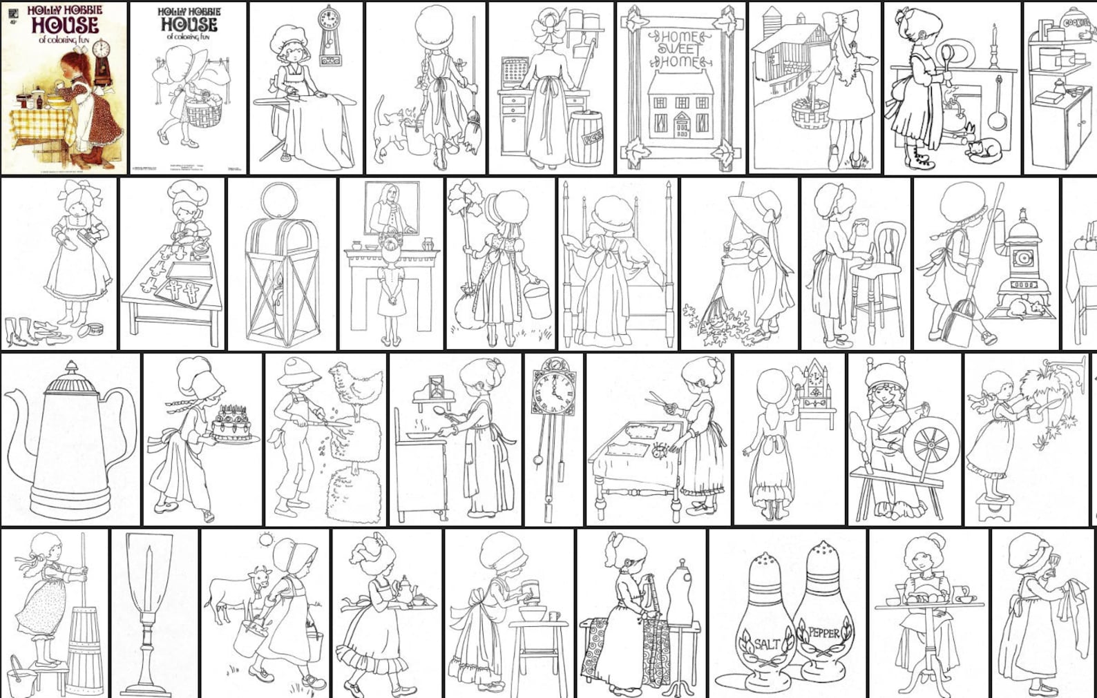 Vintage Printable Coloring Book Pages Holly Hobbie House of | Etsy