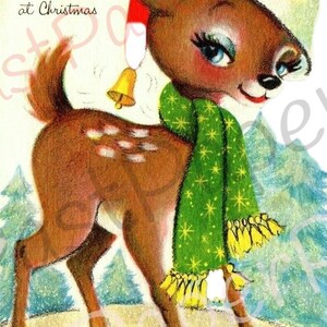 Vintage Printable Christmas Retro Reindeer Collage Sheet & - Etsy