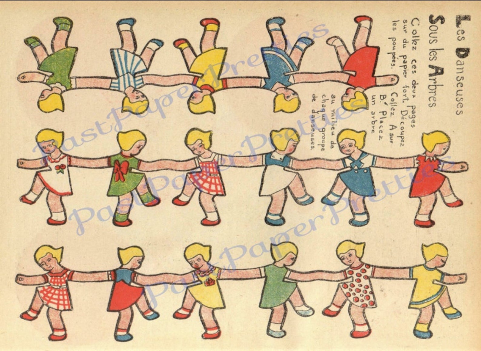 Vintage Dancing French Girls Paper Doll Strings Chains - Etsy