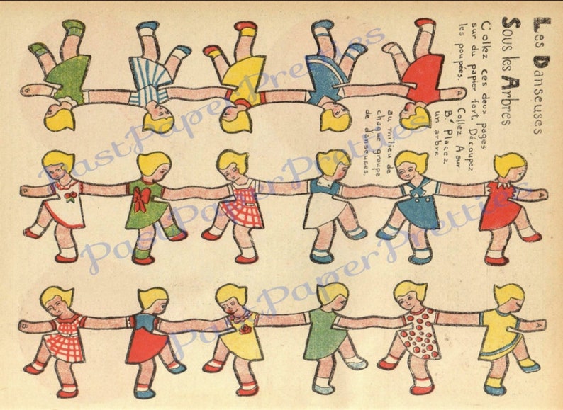 Vintage Dancing French Girls Paper Doll Strings Chains - Etsy