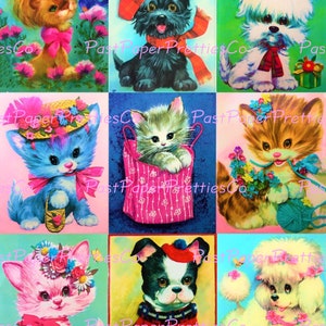 Vintage Printable Greeting Cards Retro 70s Big Eyed Animals Collage ...