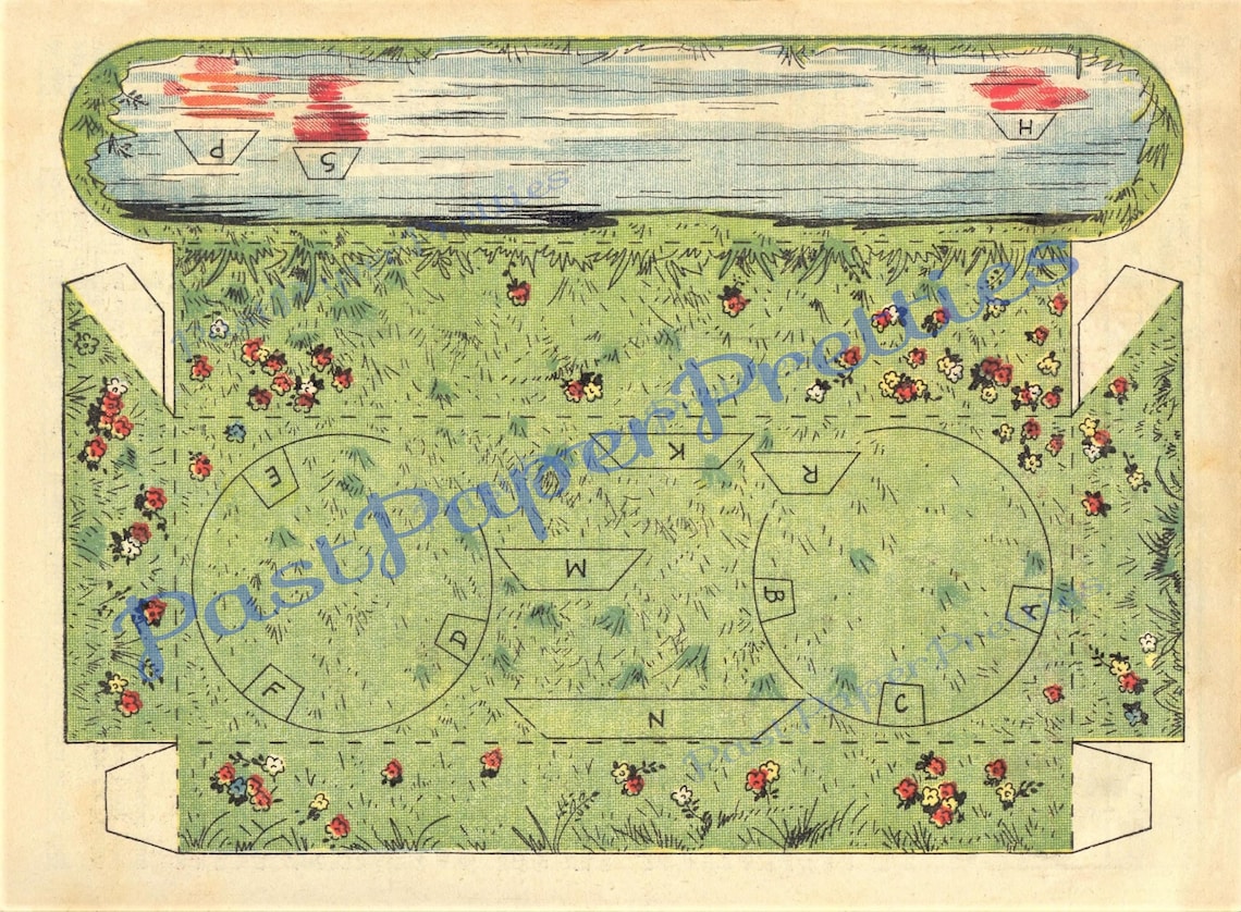 Vintage Camping Scene Printable Paper Model Cut Outs Instant Digital ...