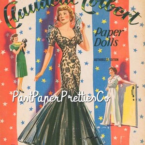 Vintage Paper Dolls Claudette Colbert Movie Star 1942 Printable PDF ...