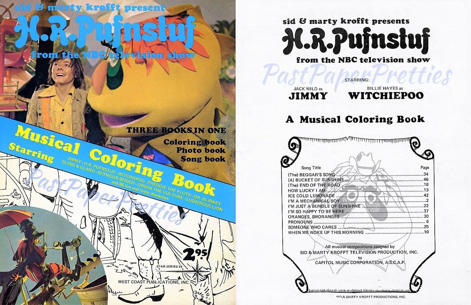 Vintage Printable H.R. Pufnstuf Musical Coloring Book C. 1970 - Etsy Canada
