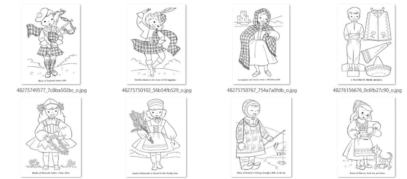 Vintage Printable Coloring Book Pages Children of Other Lands 1954 PDF ...