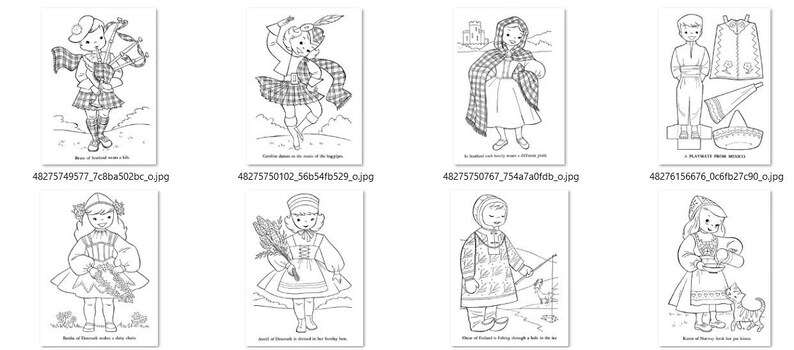 Vintage Printable Coloring Book Pages Children of Other Lands - Etsy