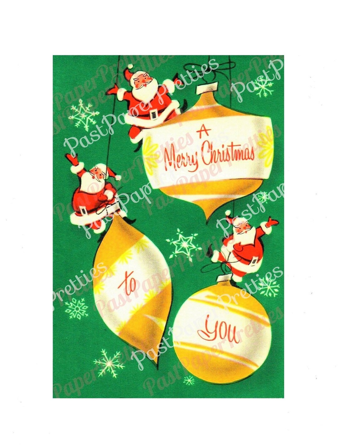 Vintage Printable Mid Century Santa Claus Retro Christmas Ornaments ...