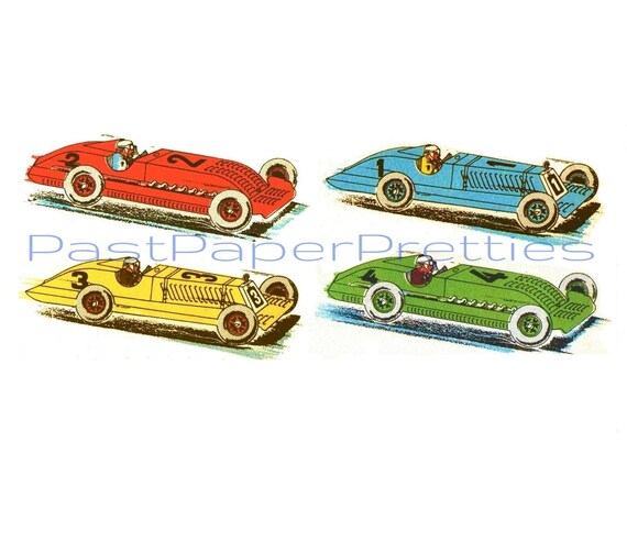 Vintage Paper Racing Cars Printable Papercraft Toy Models PDF - Etsy