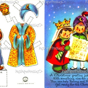 Vintage Christmas Paper Dolls School Children Nativity Christmas Play ...