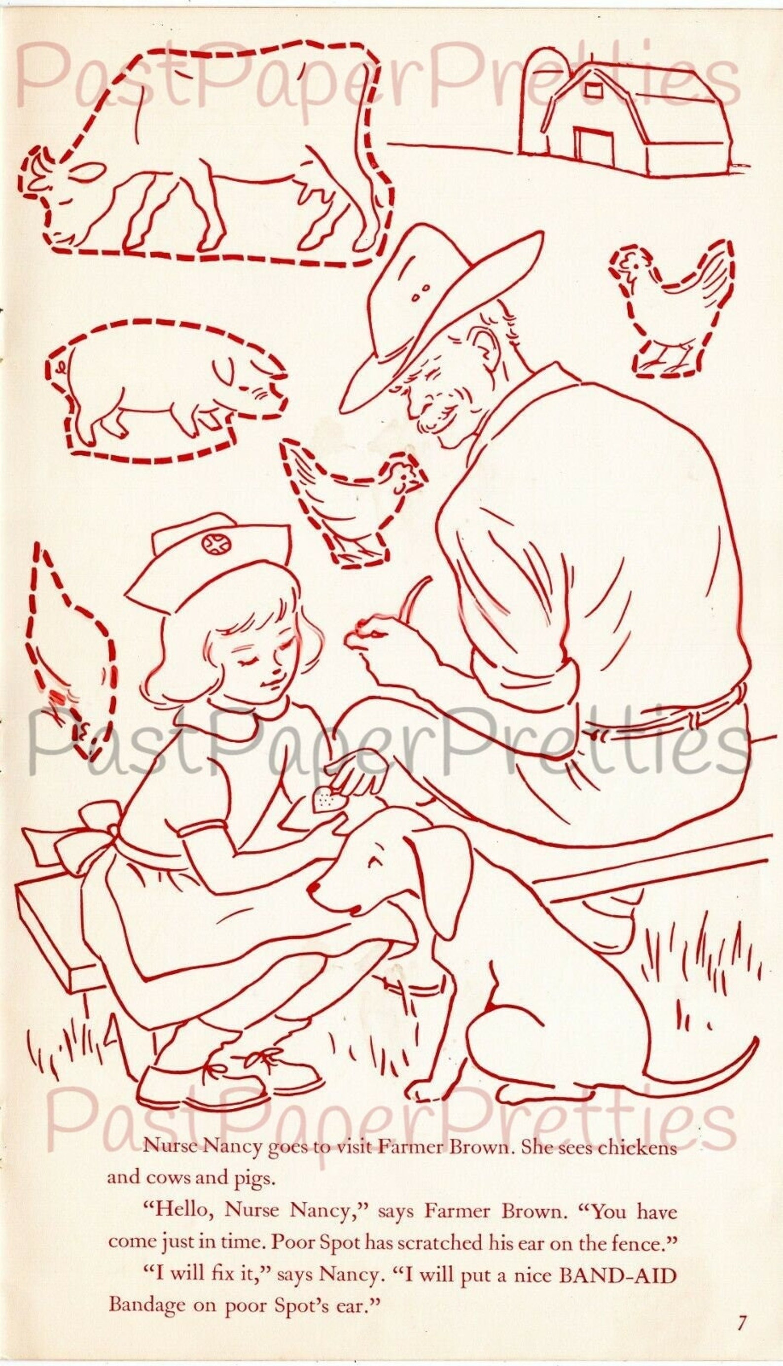 Vintage Printable Nurse Nancy Sticker Coloring Activity Story Book C ...