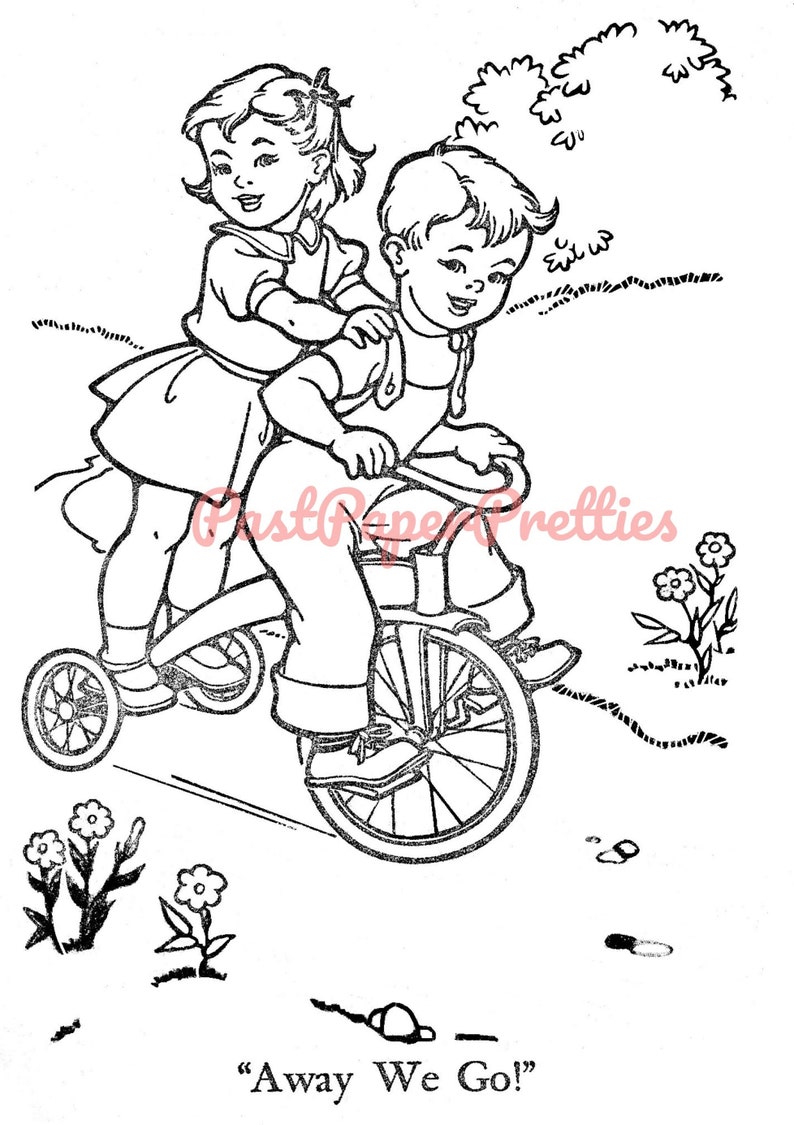 Vintage Coloring Pages Lots to Color Pink Coloring Book C. 1955 ...