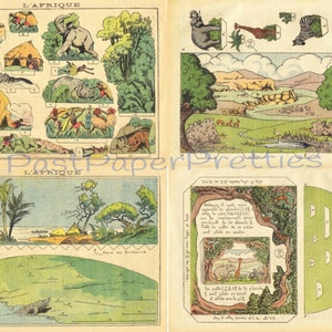 Vintage African Animal Savannah Landscape Scenes Printable Paper Model ...