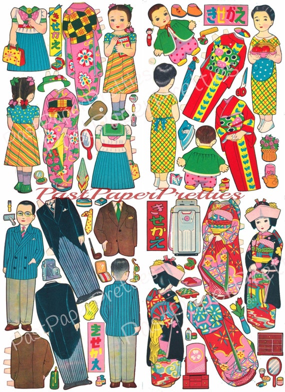 Vintage Printable Japanese Paper Dolls Cute Children Families - Etsy
