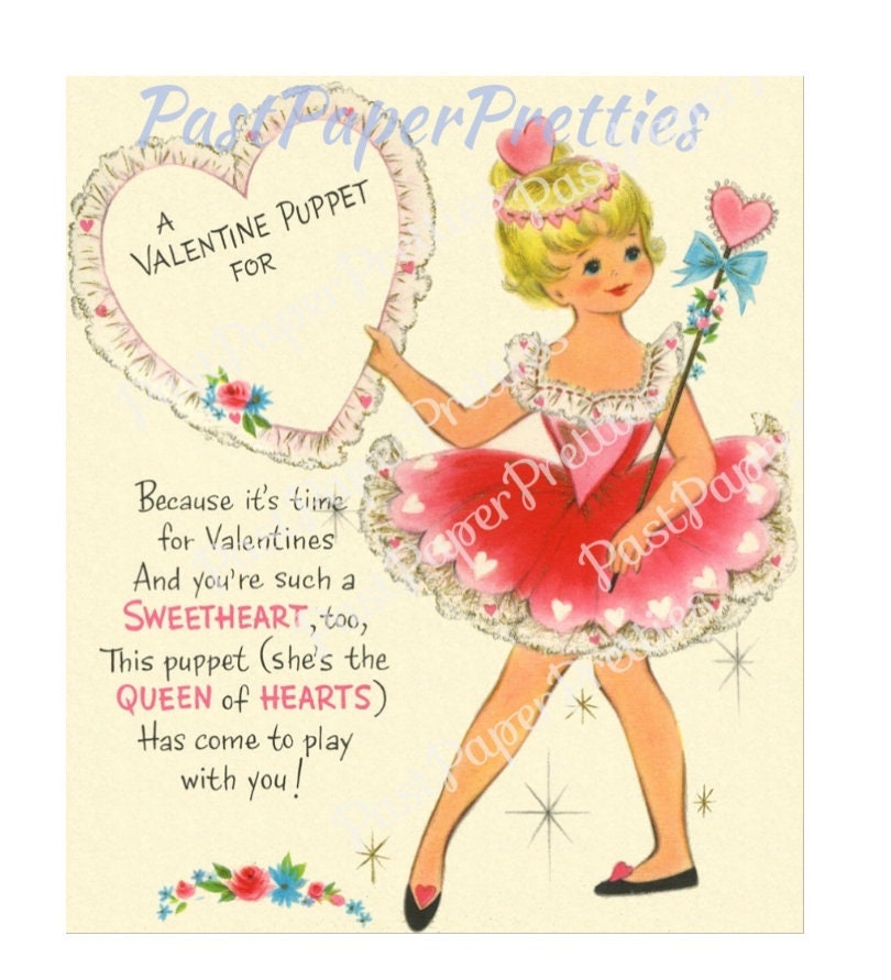 Vintage Valentine Paper Doll Ballerina Folded Printable Card - Etsy