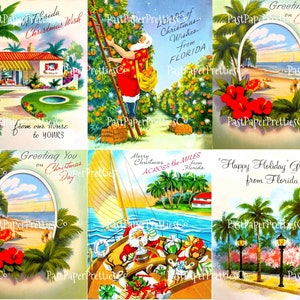 Vintage Printable Florida Christmas Card Images Tropical Holiday Santa ...