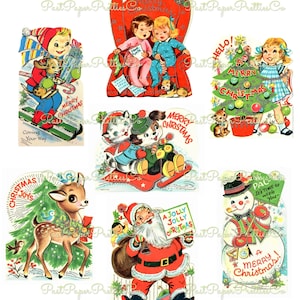 Vintage Printable Retro Christmas Classroom Style Cards Collage Sheets ...