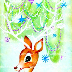 Vintage Printable Retro MCM Christmas Reindeer Collage Sheets and Full ...