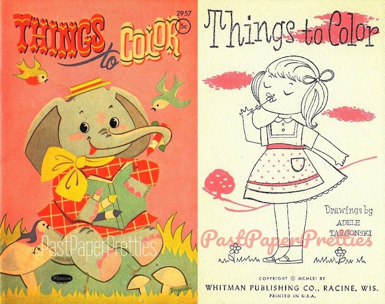 Vintage Printable Coloring Book Things to Color C. 1961 PDF - Etsy