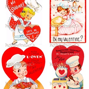 48 Vintage Cooking Valentines Day Cards Cute Chefs Bakers Baking ...