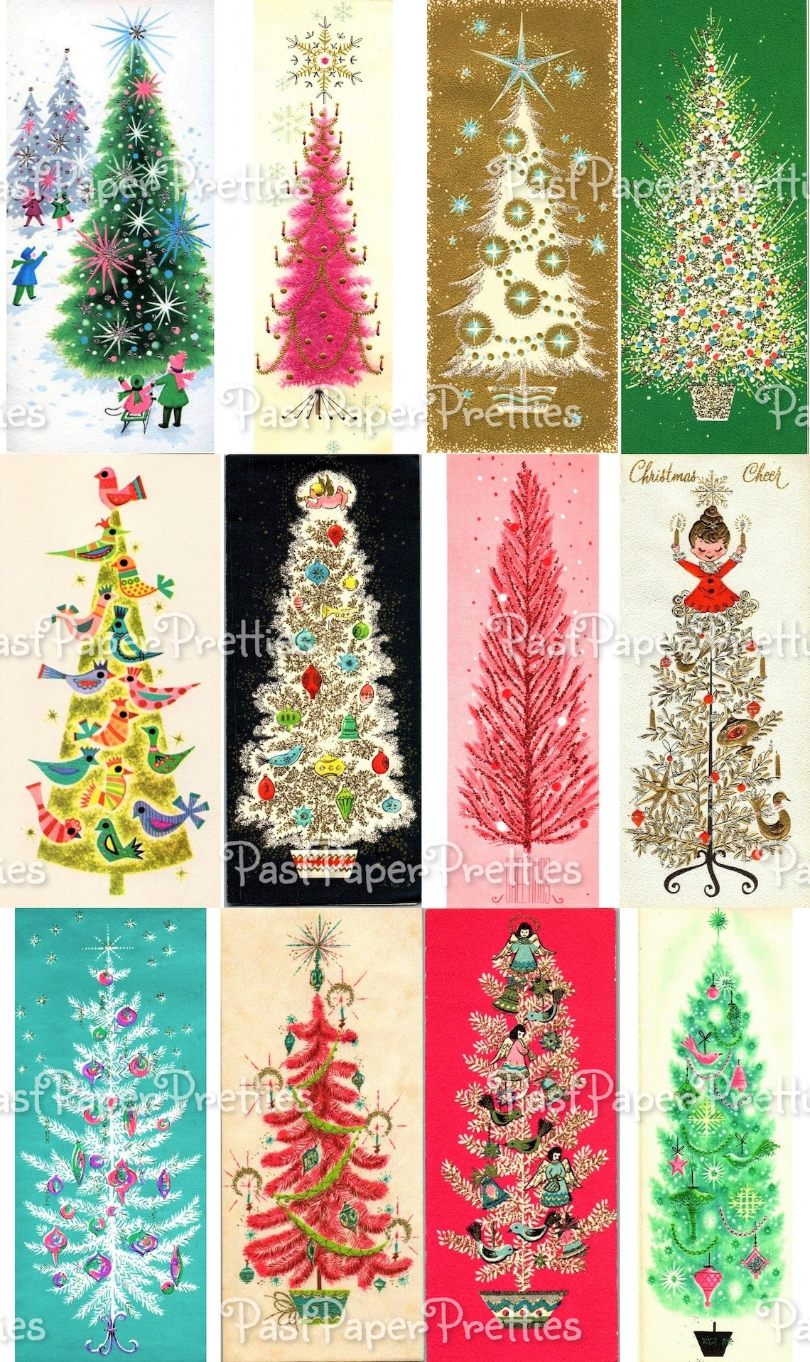Vintage Printable Fabulous Retro Christmas Tree Collage Sheets - Etsy