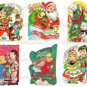 Vintage Printable Retro Christmas Classroom Style Cards Collage Sheets ...
