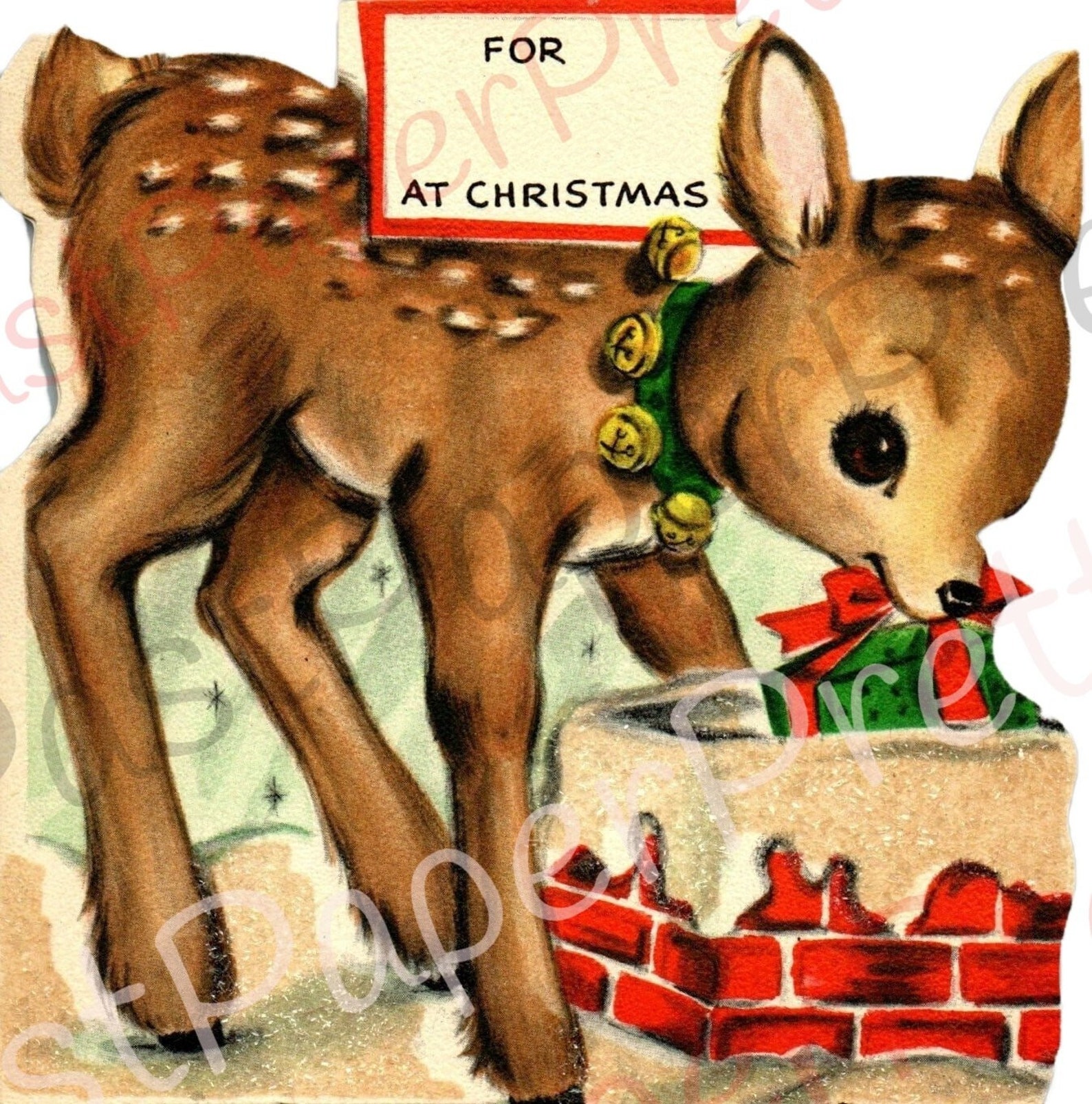 Vintage Printable Christmas Retro Reindeer Collage Sheet & - Etsy