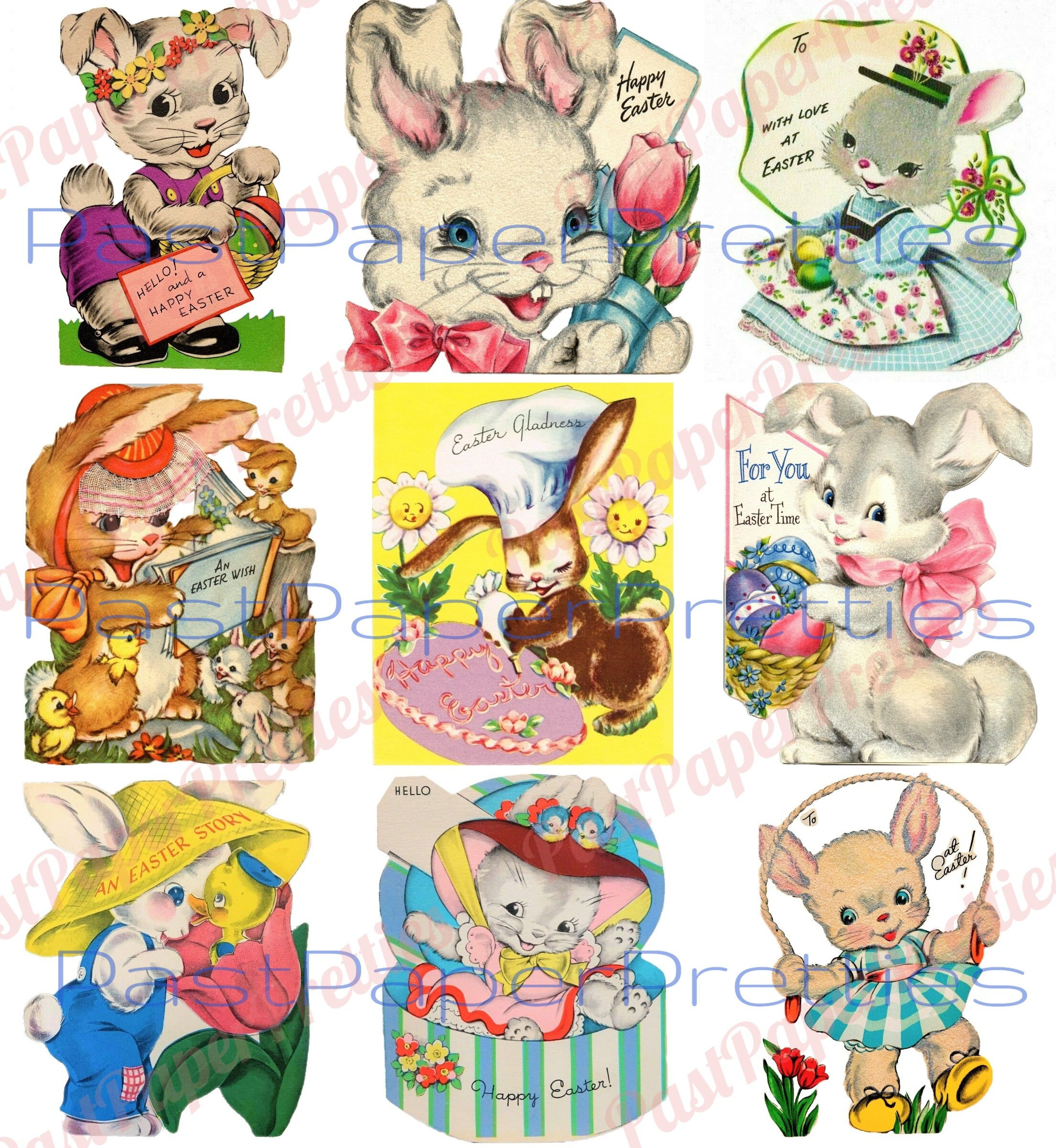 81 Vintage Easter Bunny Card Images Bunches of Bunnies Collage - Etsy ...