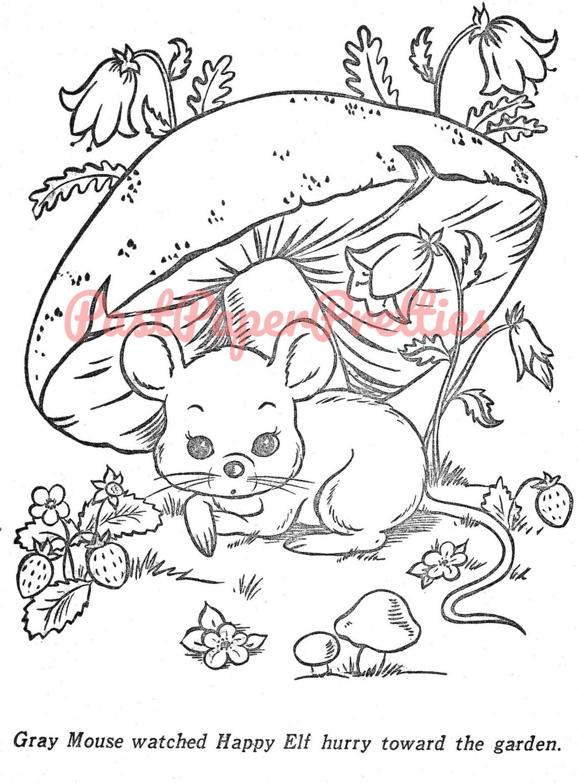 Vintage Printable Coloring Book Pages Happy Elf 1952 PDF Instant ...
