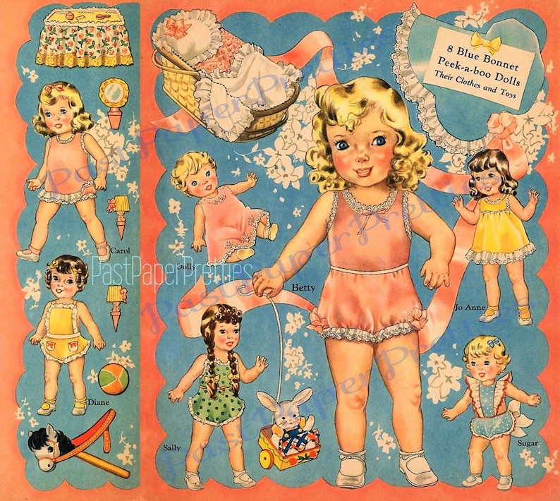 Vintage Blue Bonnet Paper Dolls C. 1942 Cute Little Girls and - Etsy
