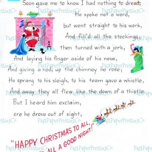 Vintage Printable the Night Before Christmas Picture Story Book Card ...