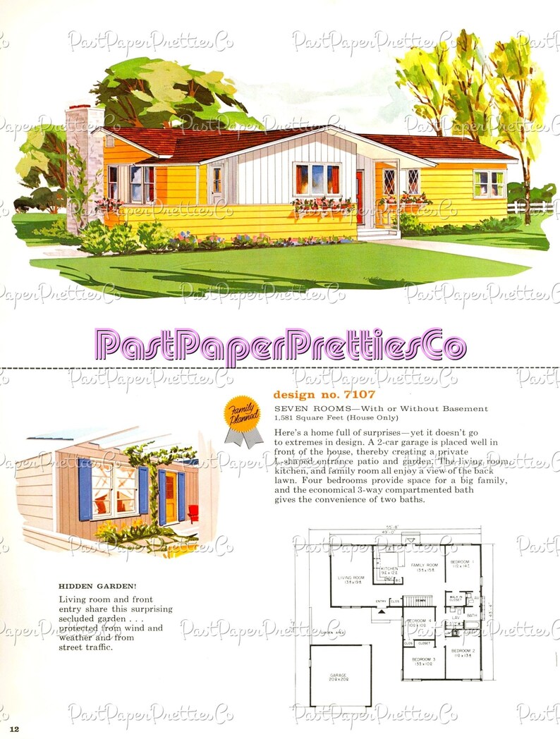 Vintage 12 MCM Family Planned Homes Unusual House Plans Retro Mid ...