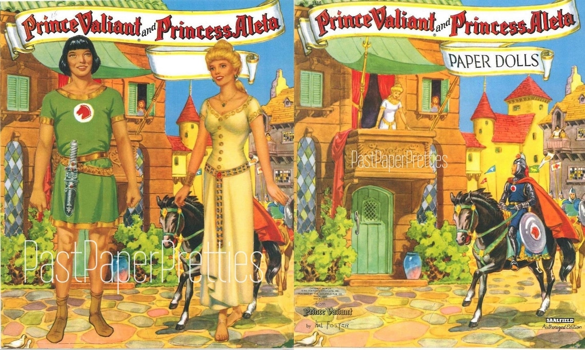 Vintage Paper Dolls Prince Valiant and Princess Aleta C. 1954 - Etsy