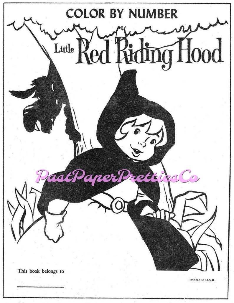 Vintage Printable Classic Little Red Riding Hood Story Coloring Book ...