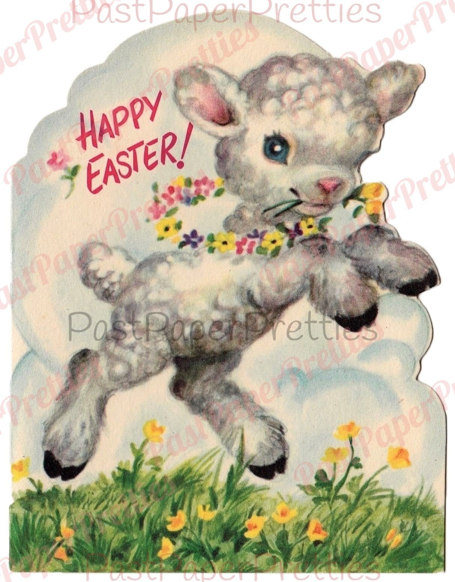 36 Vintage Easter Card Images Cute Lamb Collage Sheets and Single Cards ...